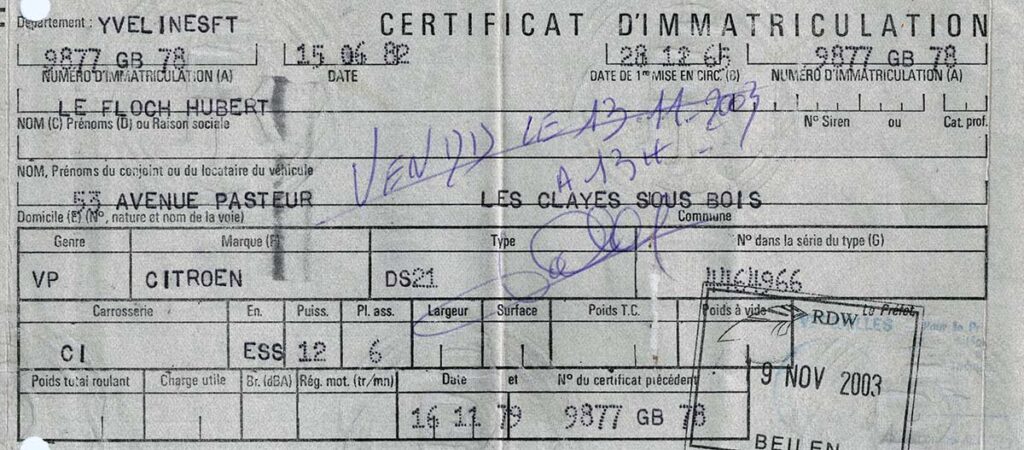 Registratie RDW auto zonder carte grise - Citroen ID/DS Club